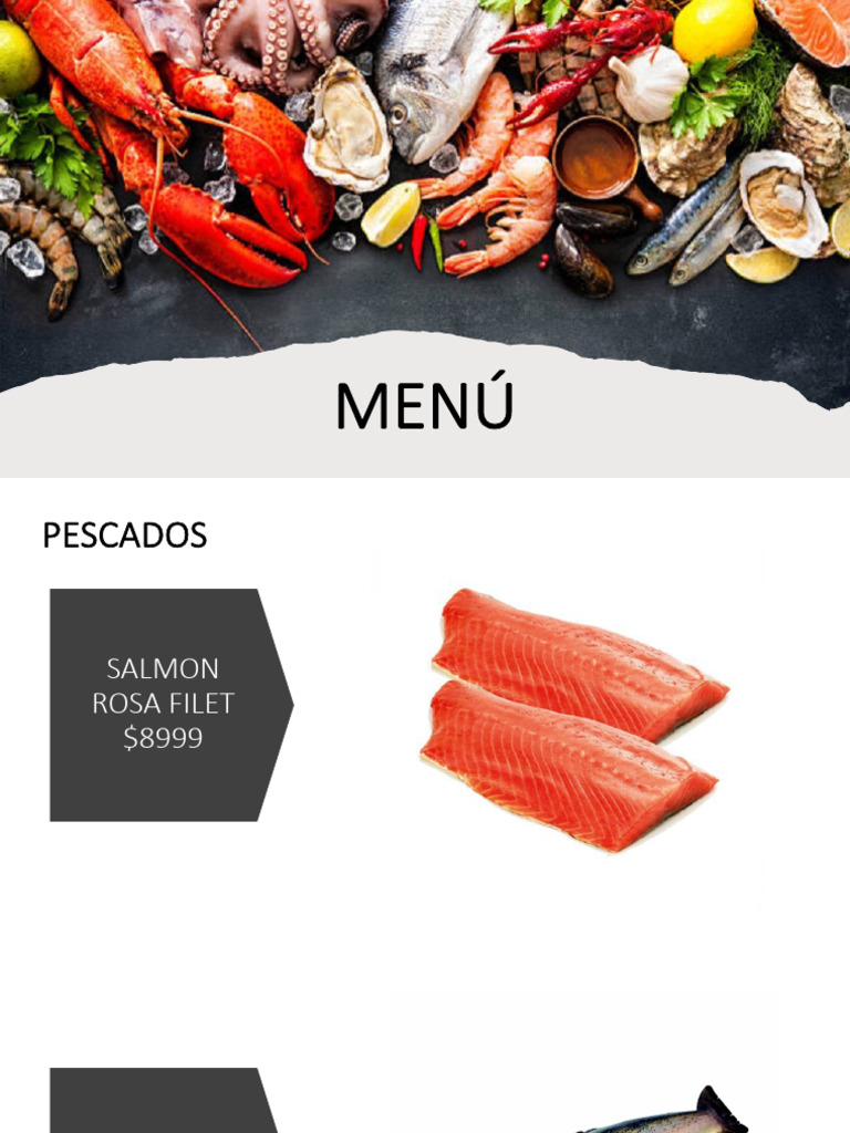 Menú de Pescados y Mariscos Variados | PDF