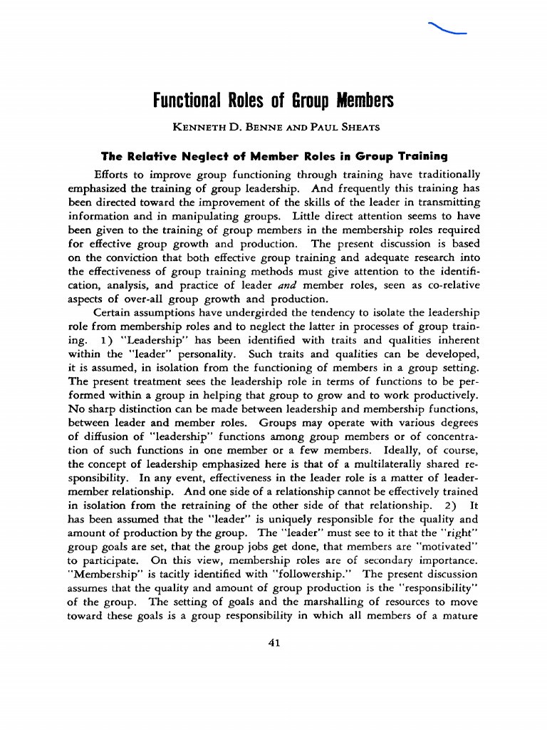 Essential Member Roles in Group Dynamics | PDF | Leadership | Experience