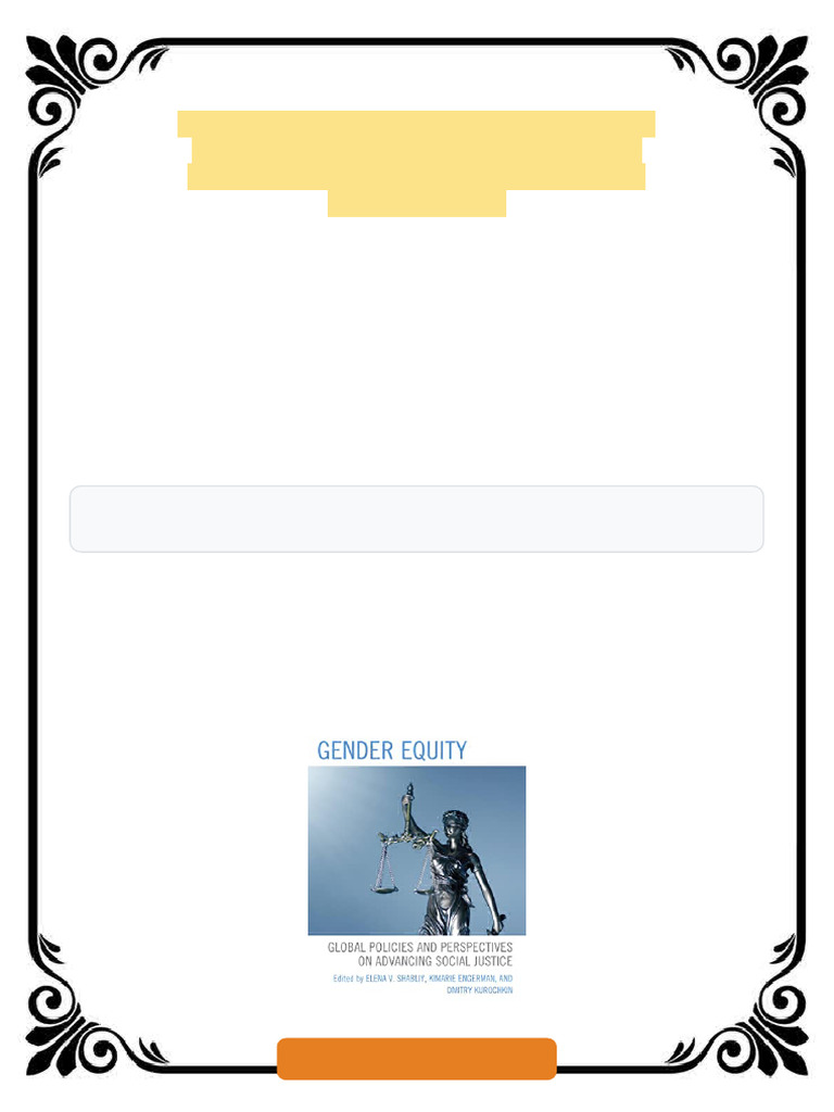 Gender Equity Global Policies and Perspectives on Advancing Social ...