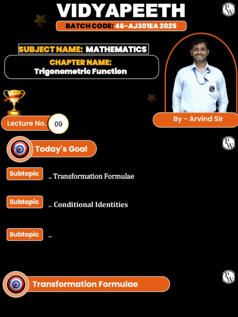Trigonometric Functions - 09 _ Class Notes _ 46-AJ301EA 2025 | PDF