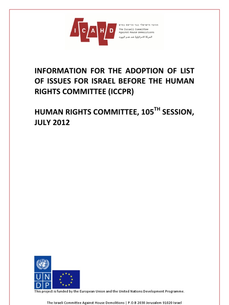 Information For The Adoption of List of Issues For Israel Before The ...