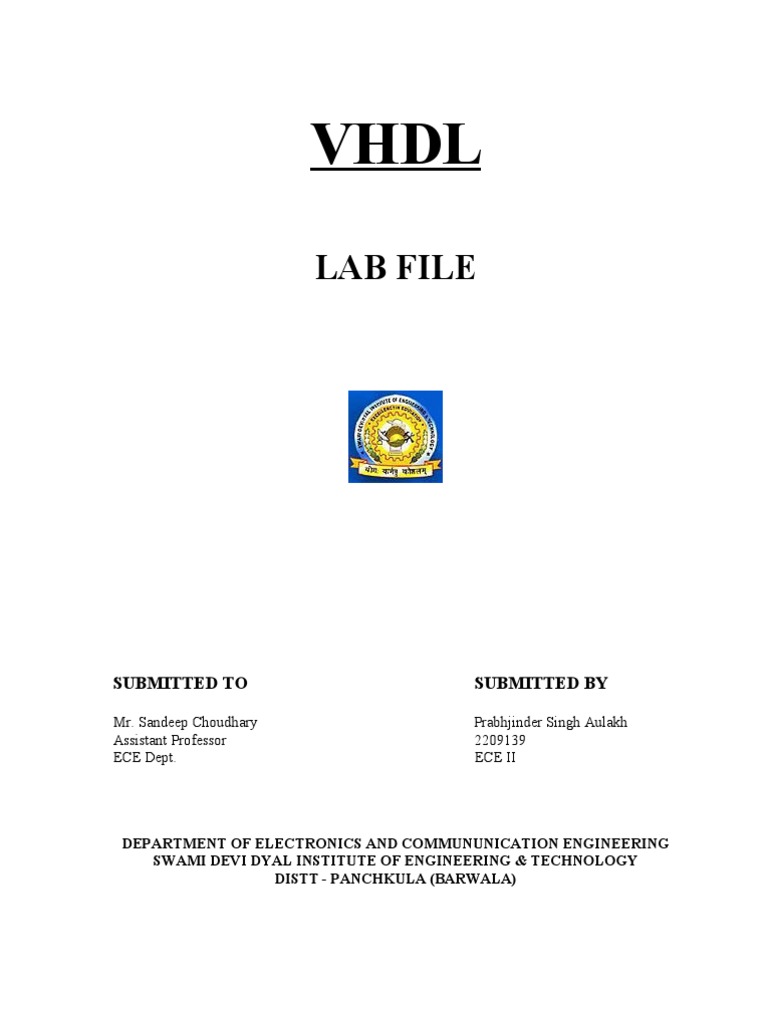 Lab File: Submitted To Submitted by | PDF | Vhdl | Electronic Design