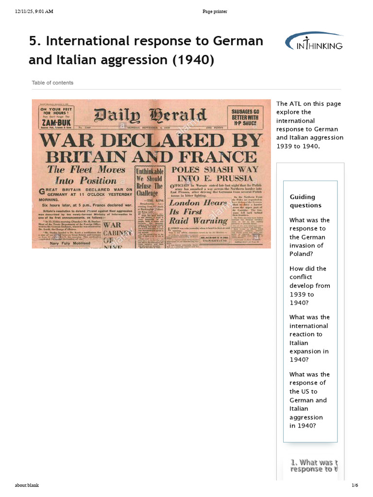 International response to German and Italian aggression 1940 | PDF ...