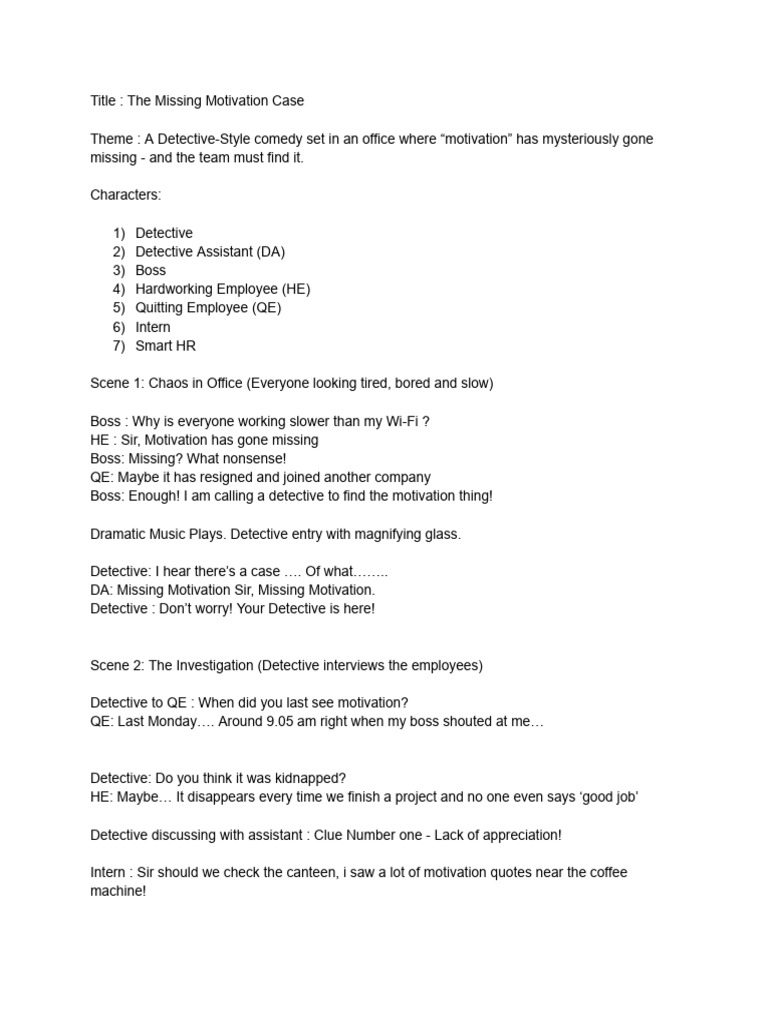 The Missing Motivation Case | PDF