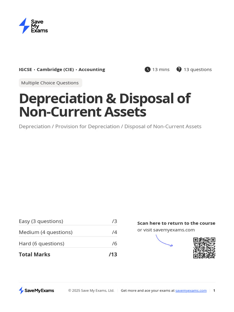 Depreciation and Disposal of Non Current Assets Rhj5SjnTXS92YNSJ | PDF ...