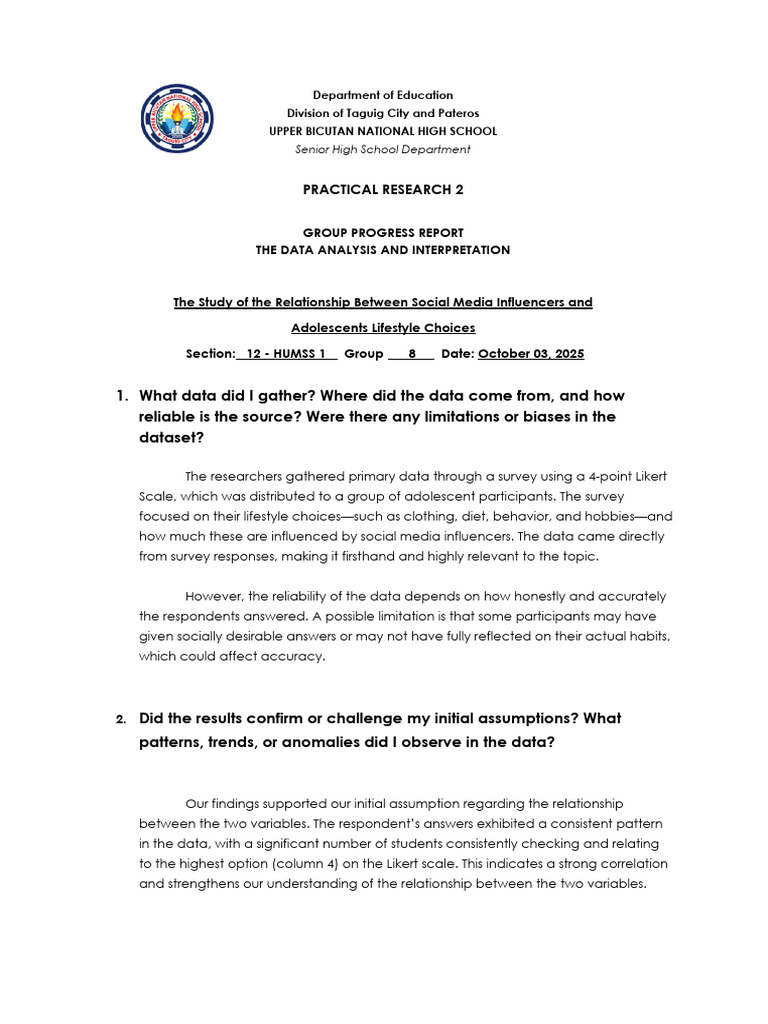 Group 8 h1 Adm Pr2 Oct 3 | PDF | Likert Scale | Bias