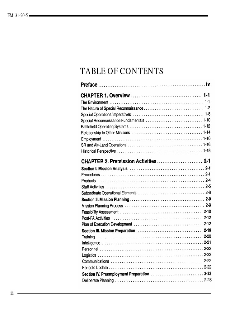 FM 31-20-5 Special Reconnaissance Tactics, Techniques, & Procedures For ...