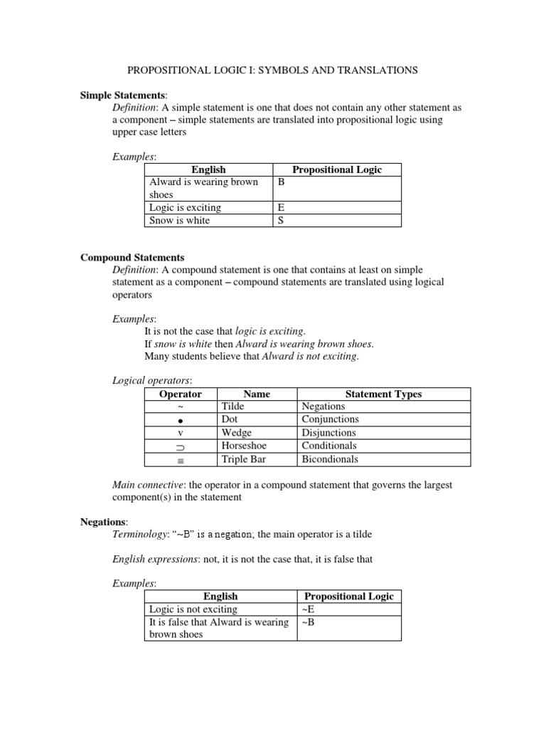Enlish Statement Example | PDF | Logical Expressions | Formalism ...
