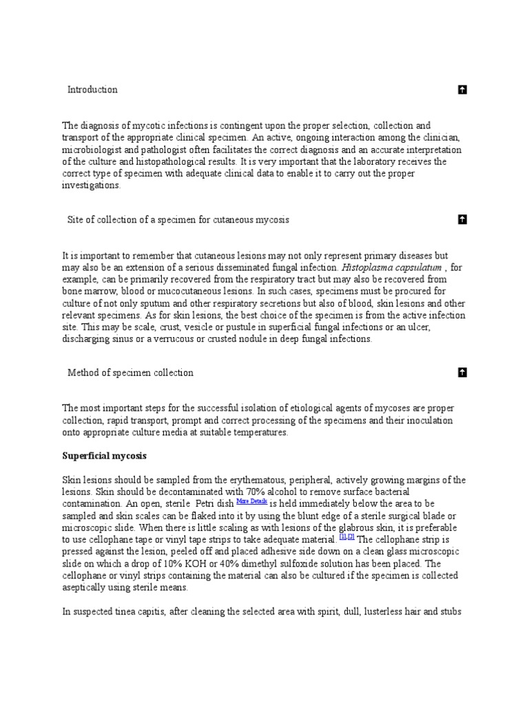 Specimen Collection for Mycotic Infections | PDF | Cutaneous Conditions ...