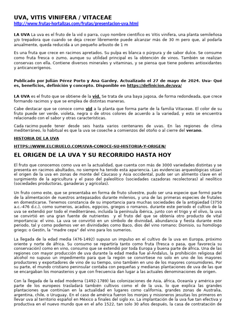Beneficios y características de la uva | PDF | Uva | Vino