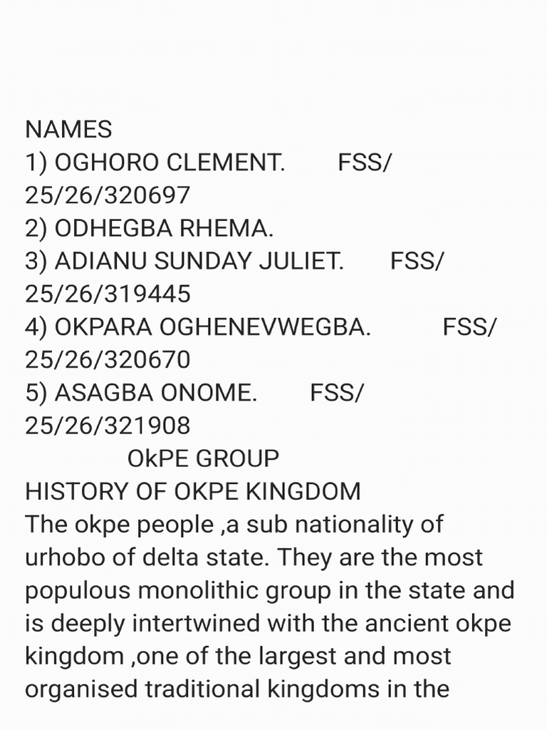 Okpe | PDF