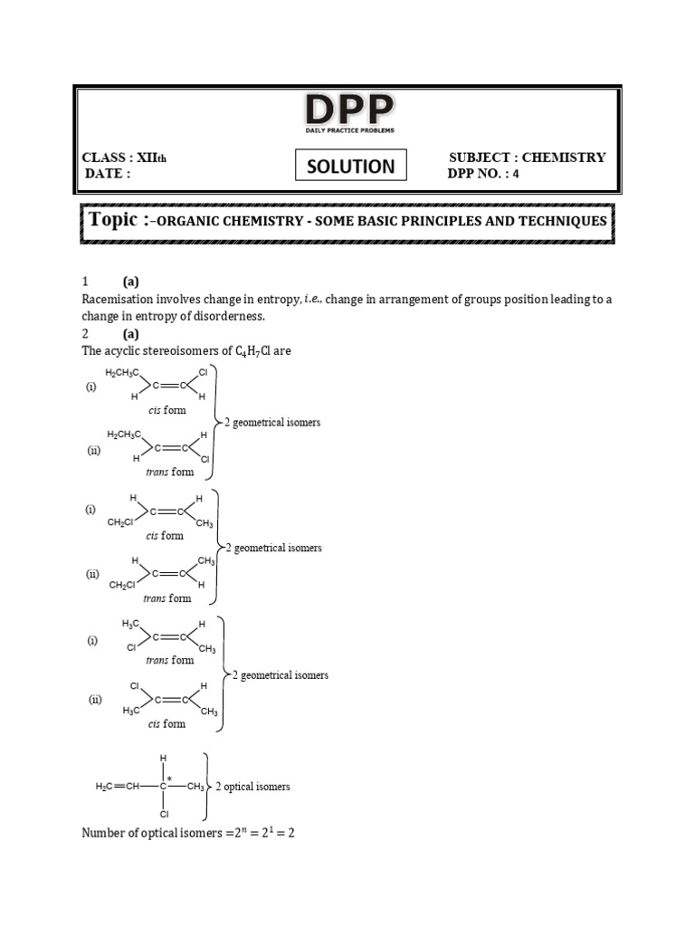 Master Organic Chemistry DPP 1 Solutions | PDF | Alkane | Isomer