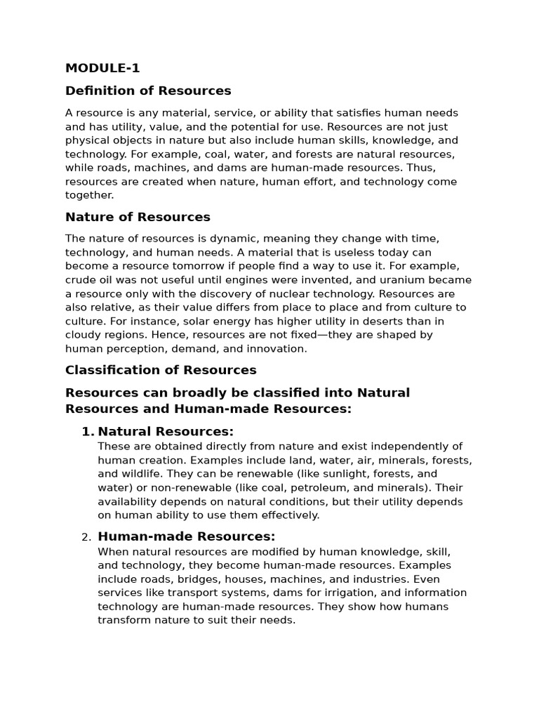 MODULE-1 Resources | PDF | Resource | Nature
