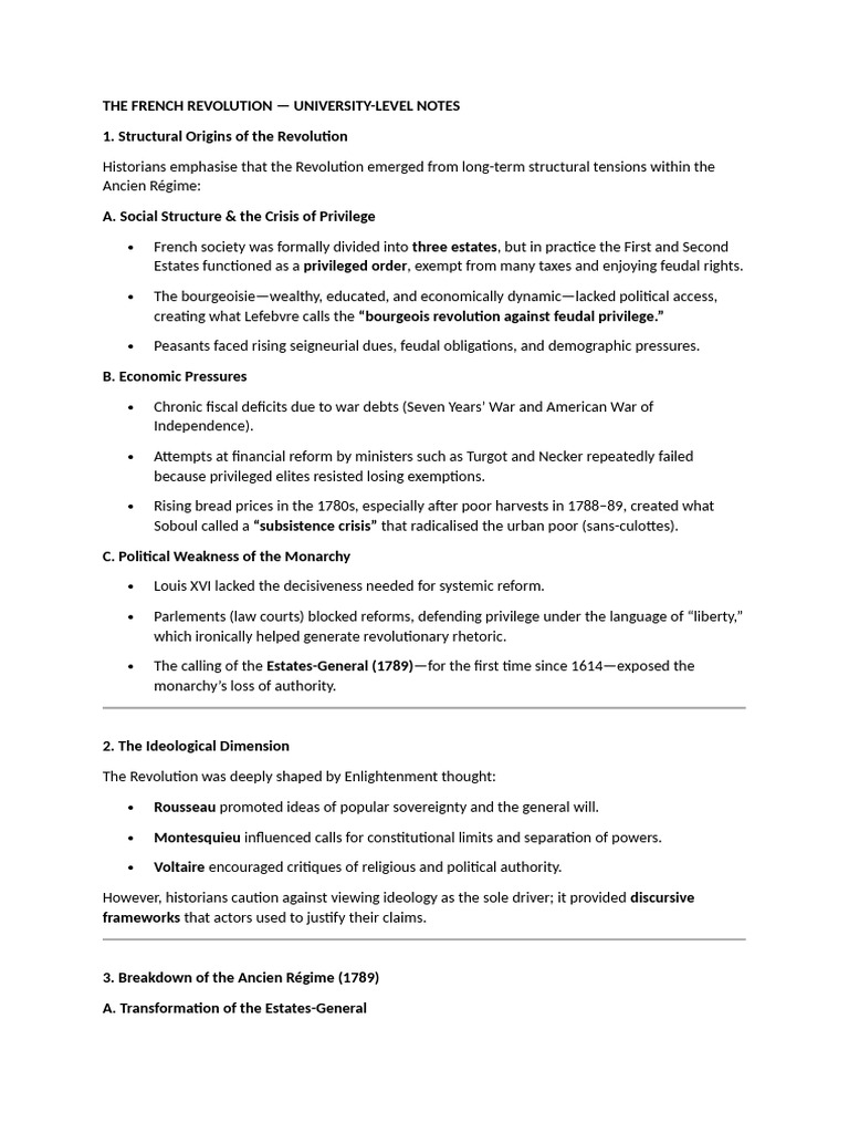 THE FRENCH REVOLUTION 101 | PDF | French Revolution | Reign Of Terror