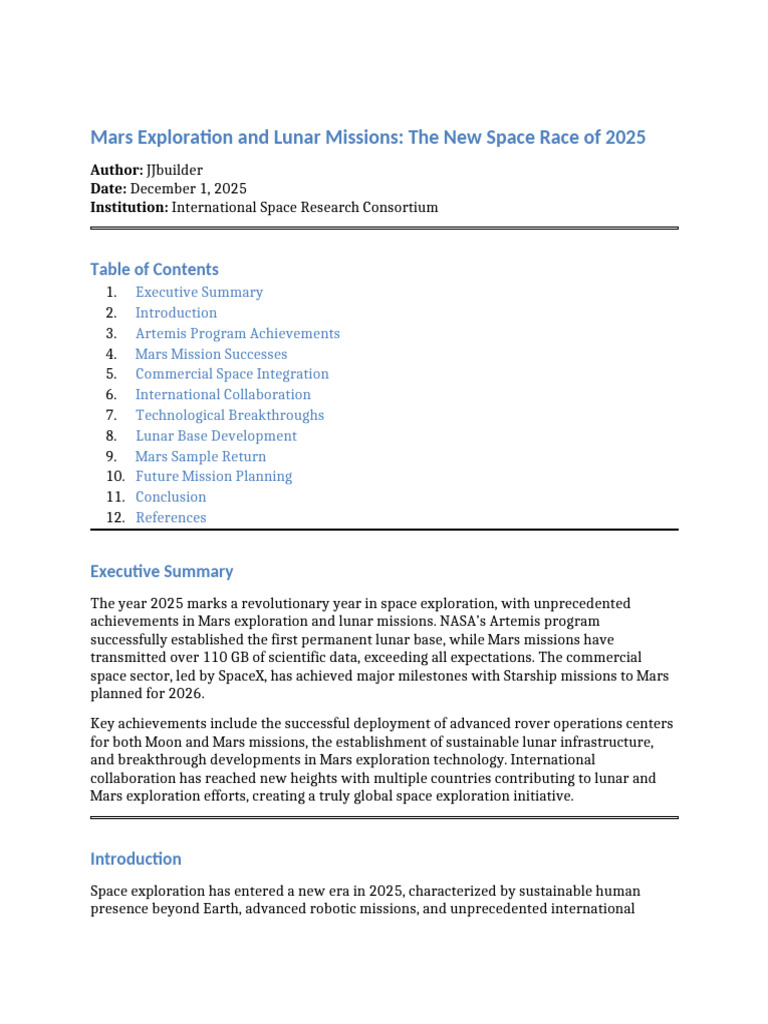 04 Space Exploration Mars 2025 | PDF | Exploration Of Mars | Moon