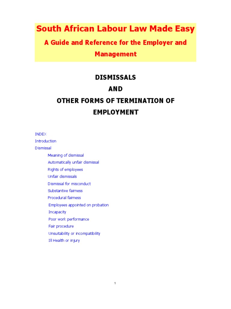 South African Labour Law Made Easy: A Guide and Reference For The ...