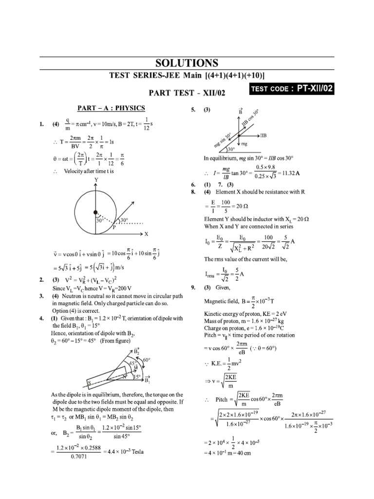 2 Part Test XII Sol | PDF