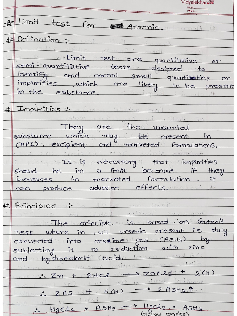 Limit Test For ARSENIC (Chemistry) | PDF