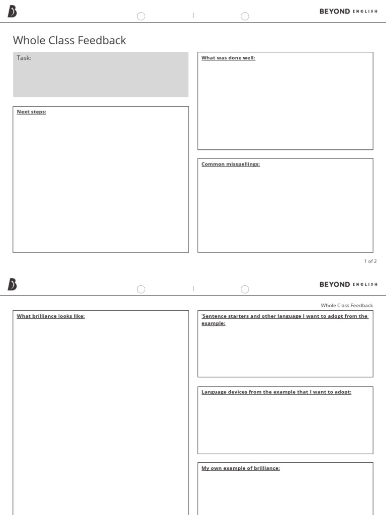 Whole Class Feedback Template | PDF