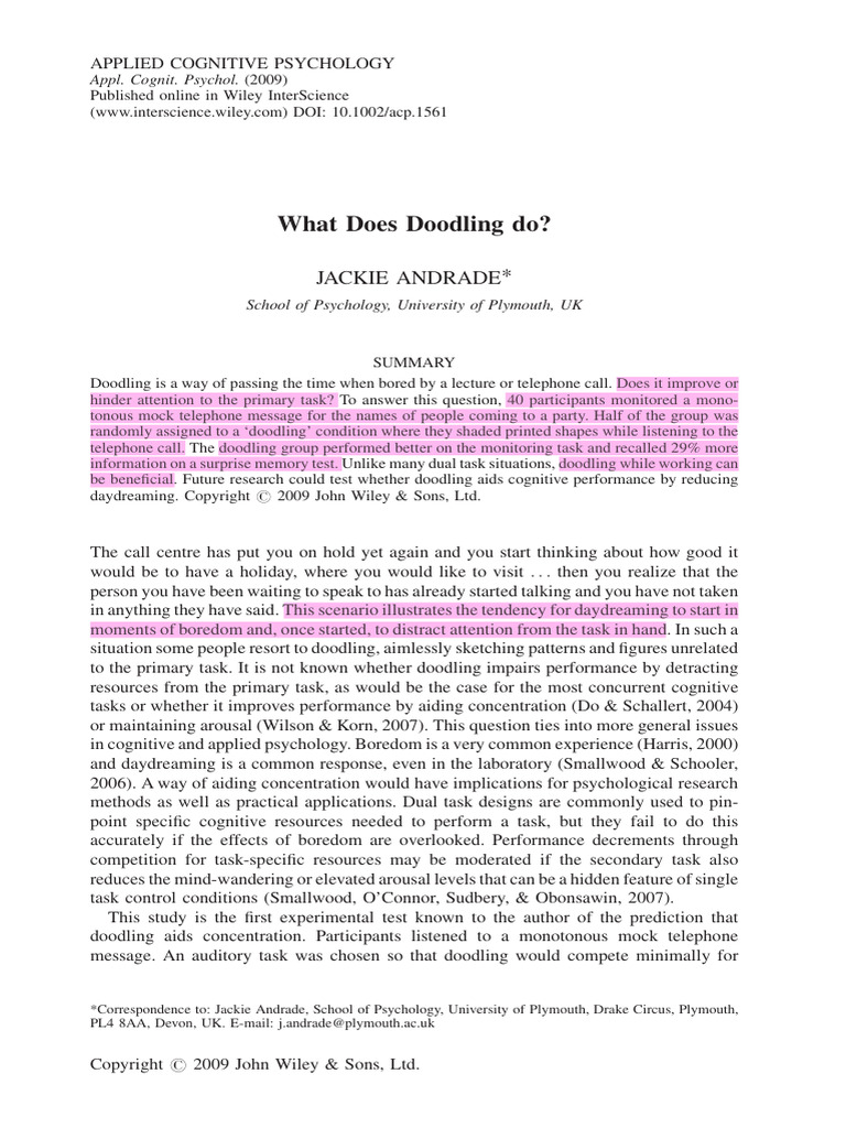 Annotated Andrade 20study | PDF | Behavioural Sciences | Psychology