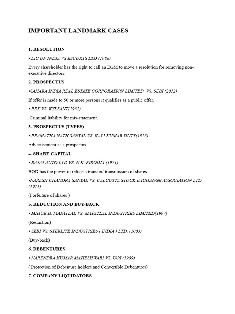 Company Law Cases | PDF