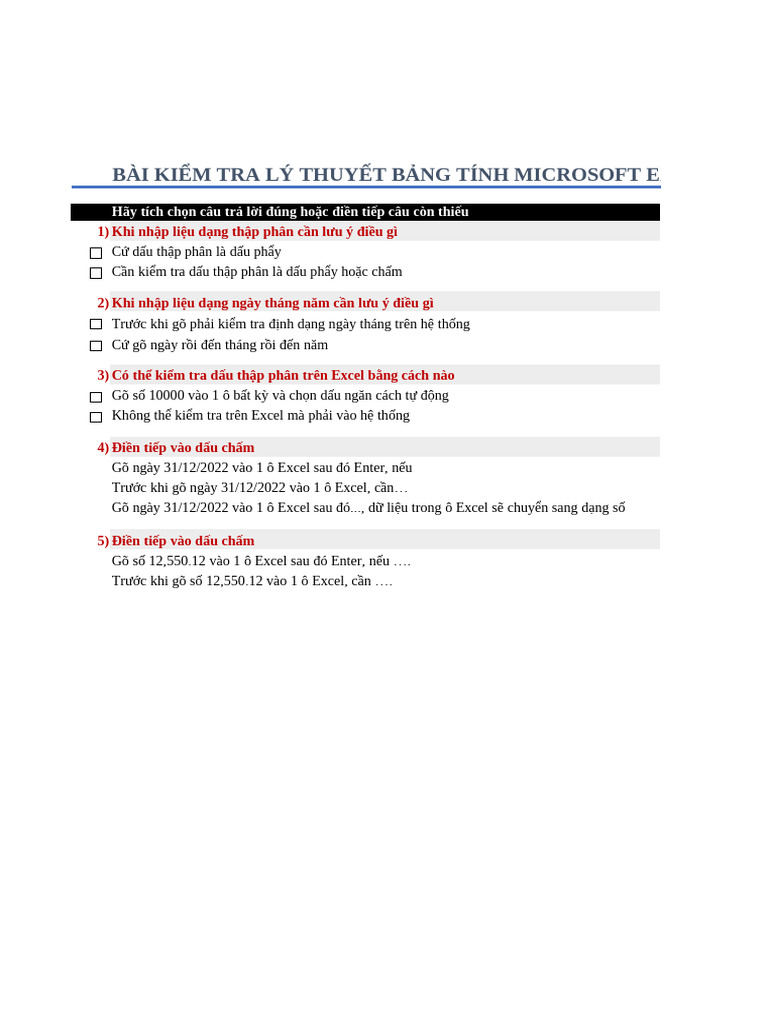 251102-Bài-Thi-Nhập-Môn-Excel | PDF