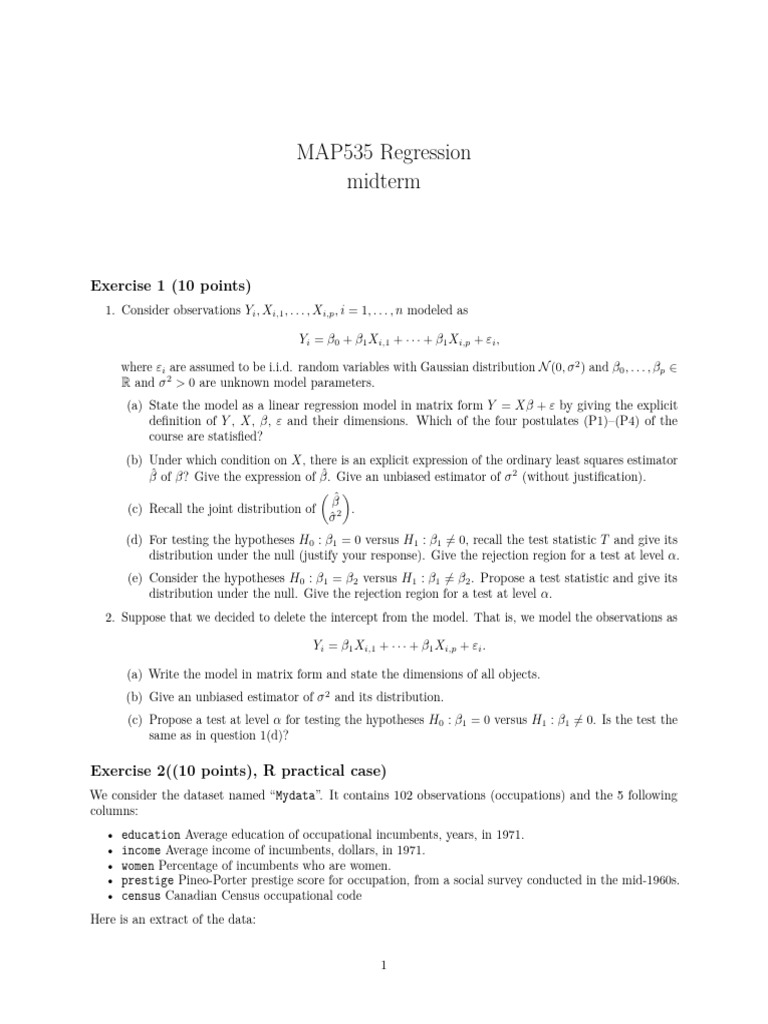 Midterm Regression 2022 | PDF | Errors And Residuals | Regression Analysis