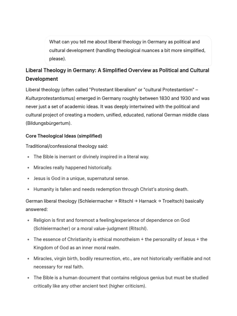 Liberal Theology in Germany: A Brief Overview | PDF | Christian ...