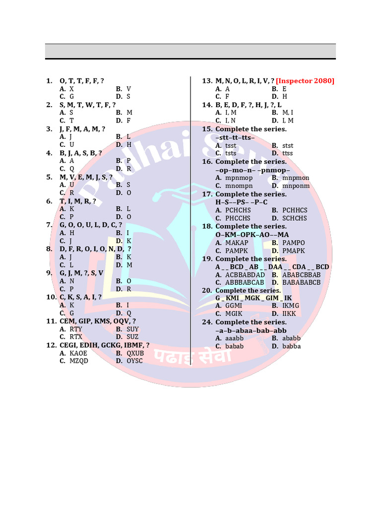 Verbal Series and Logical Exercises | PDF