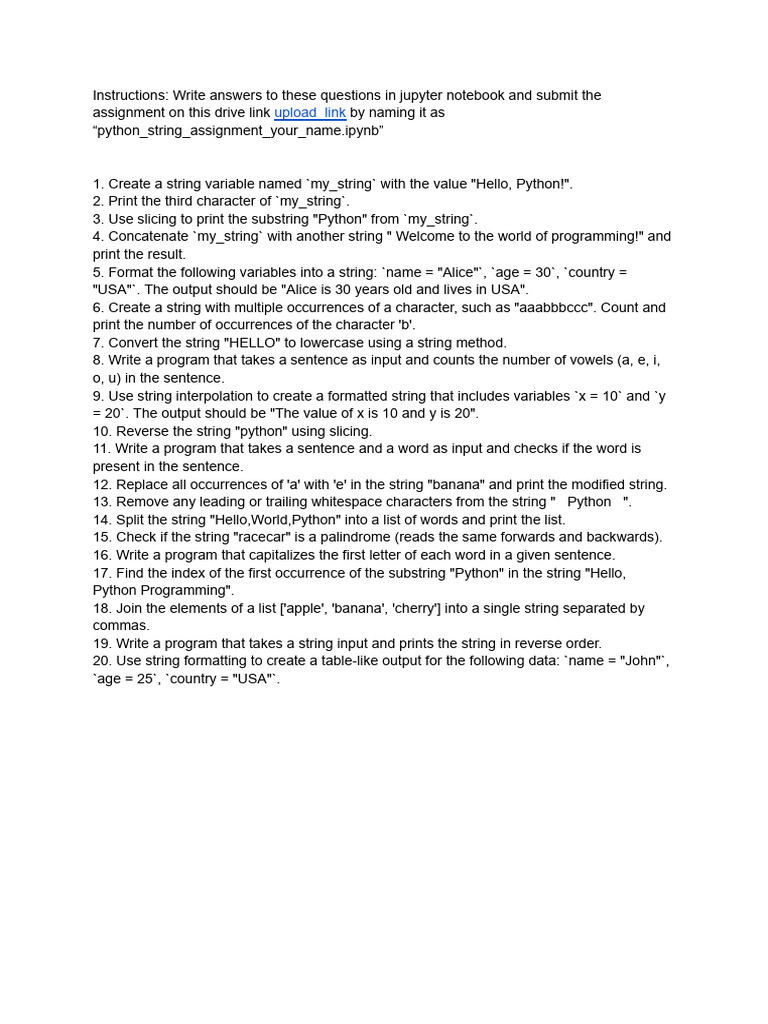 2.Python String Assignment | PDF