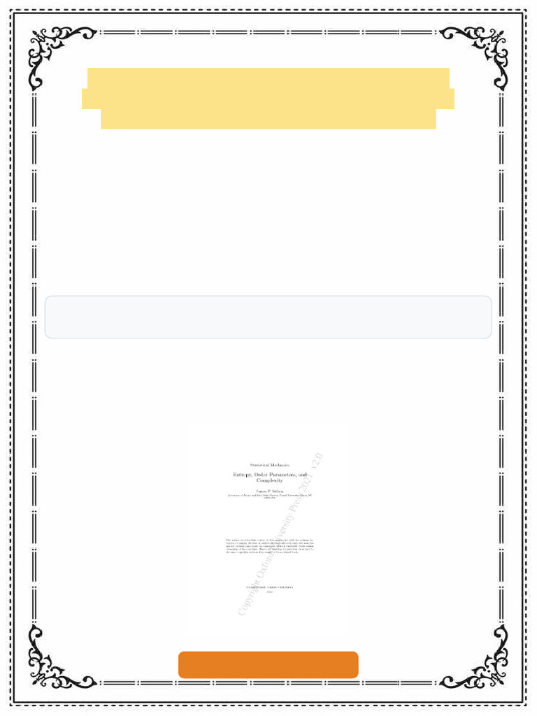 Statistical mechanics : entropy, order parameters, and complexity 2nd Edition Sethna eBook early ...