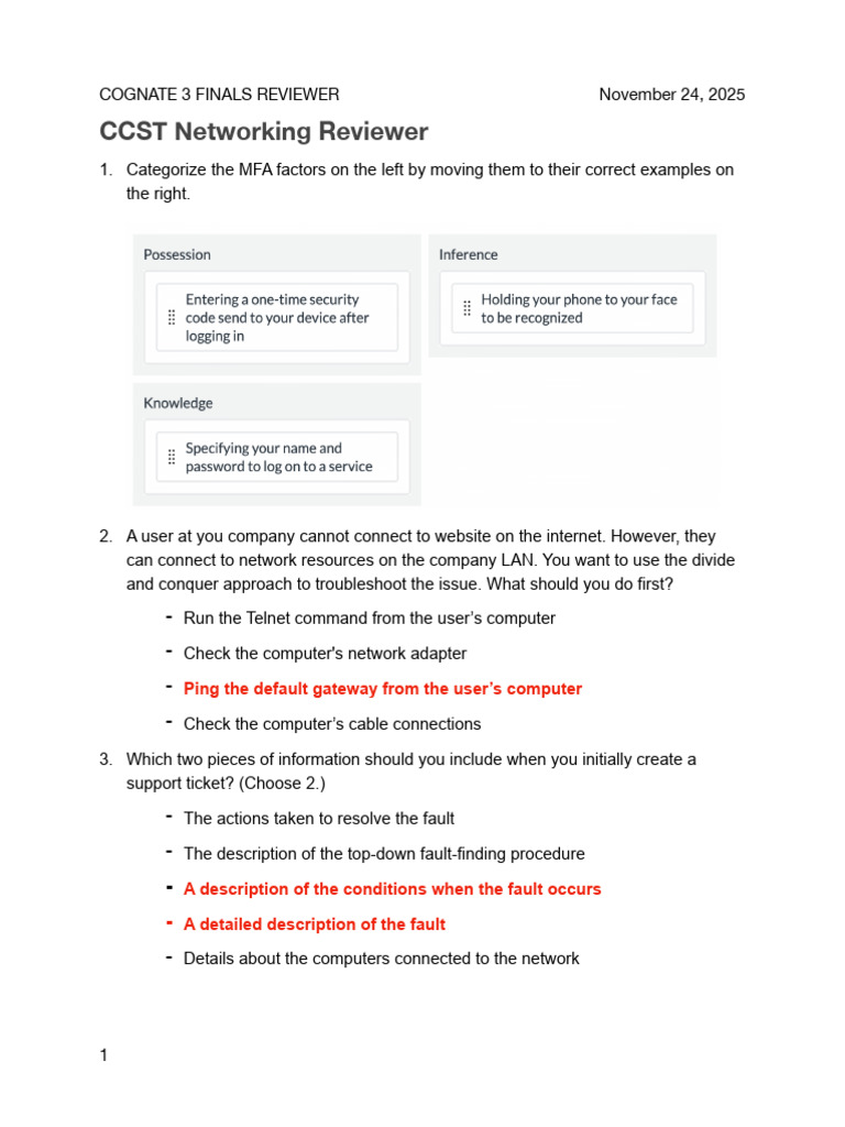 CCST Networking Finals Reviewer Guide | PDF | Computer Network | Ip Address