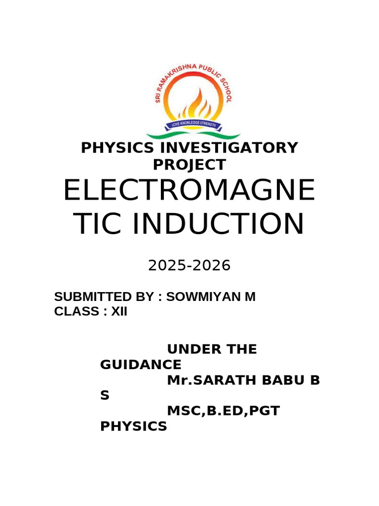 Electromagnetic Induction Project 2025 | PDF | Diffraction | Physical ...