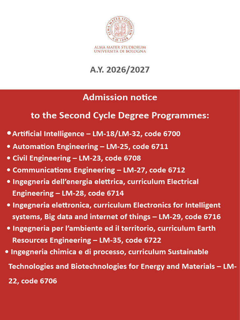 Admission Notice for Master's Programs 2026/27 | PDF | Academic Degree ...