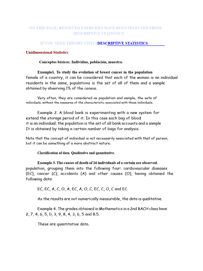 On This Page, Solved Exercises of Descriptive Statistics Have Been ...