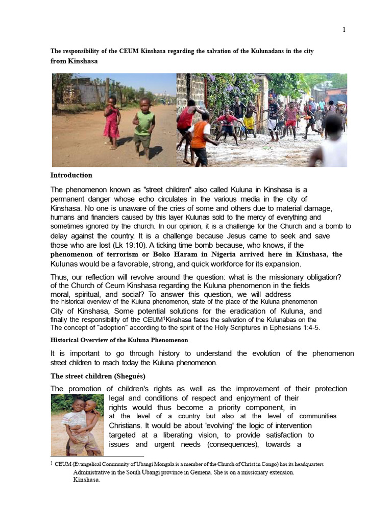 Article The Street Children (Kuluna) in The City of Kinshasa | PDF ...