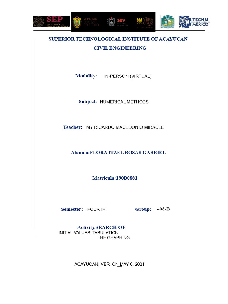 SEARCH FOR INITIAL VALUES, TABULATION AND GRAPHING | PDF | Function ...