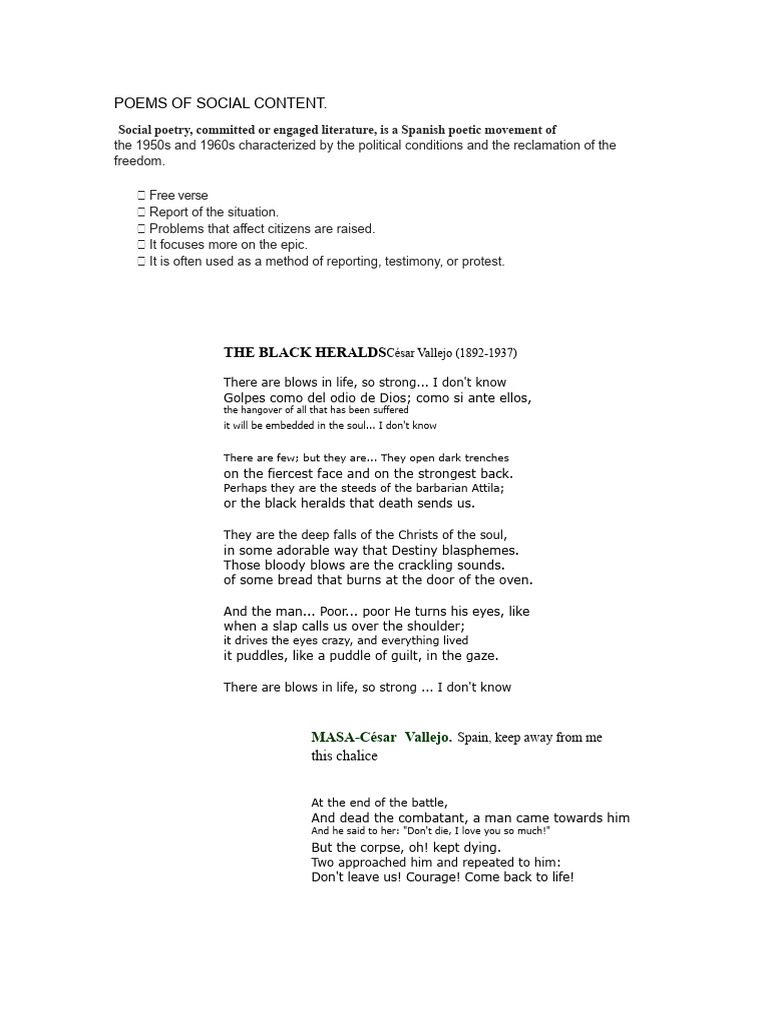 Social Content Poems | PDF | Poetry