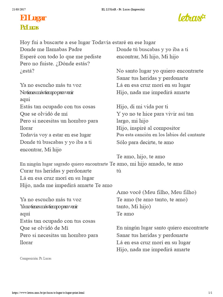 EL LUGAR - Pr. Lucas PDF | PDF