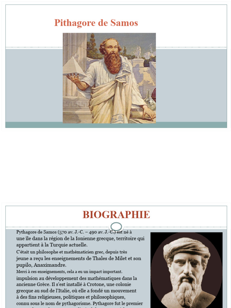 Contributions de Pythagore à la science | PDF | Pythagore | Mathématiques
