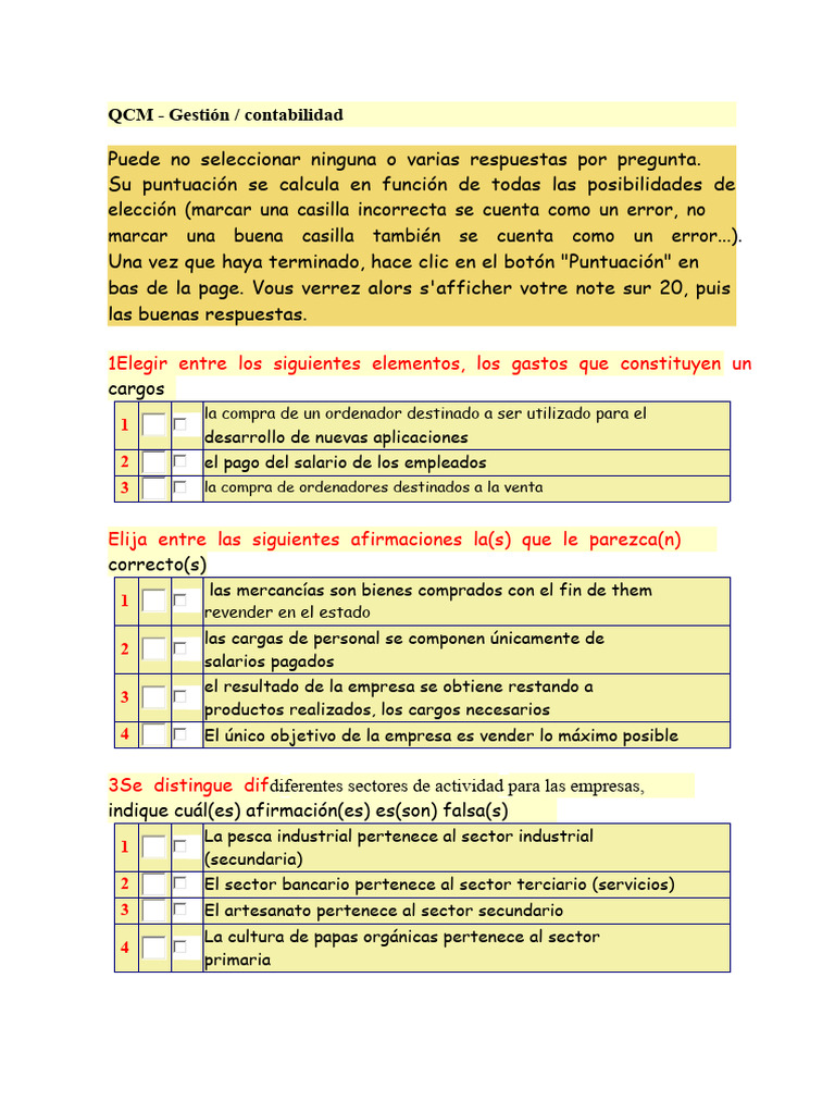QCM Contabilidad | PDF | Business | Contabilidad