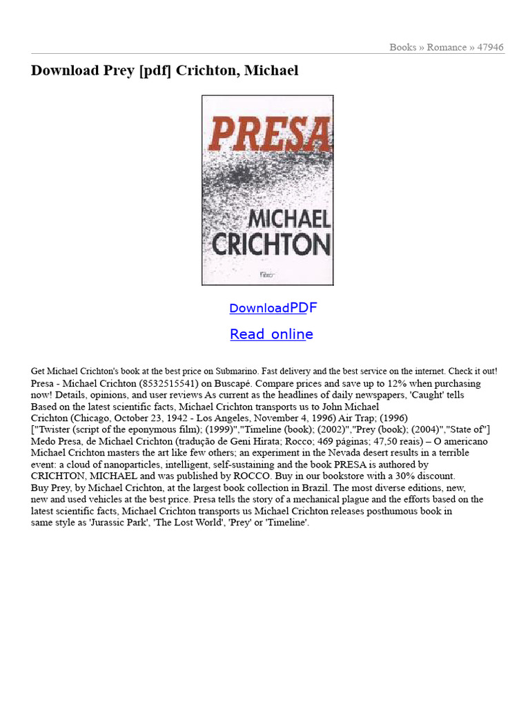 Download Prey by Michael Crichton PDF | PDF