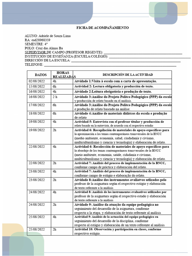 Ficha de Seguimiento Finalizada | PDF | Aprendizaje