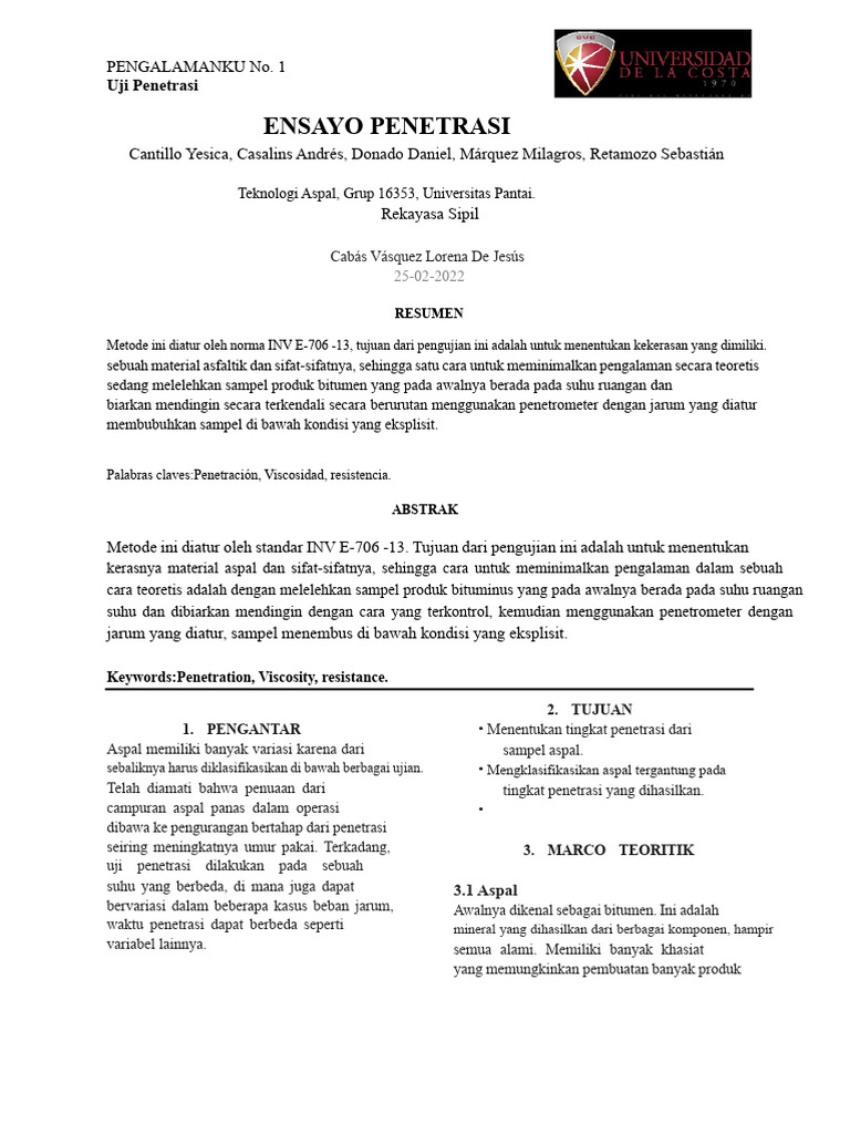 Uji Penetrasi ASPAL | PDF