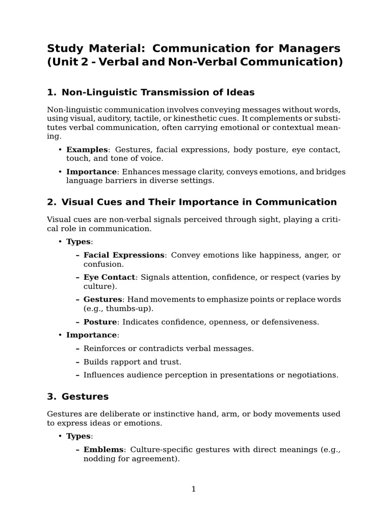 Com UNIT 2 | PDF | Nonverbal Communication | Communication