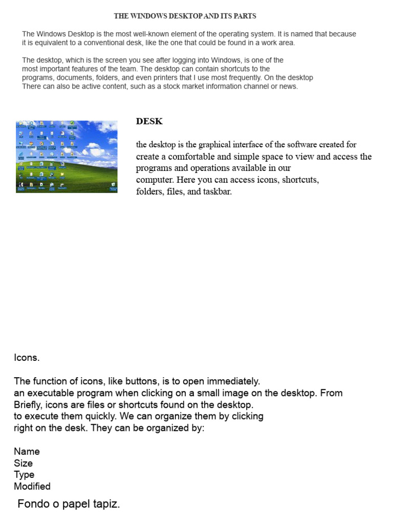 The Windows Desktop and Its Parts | PDF