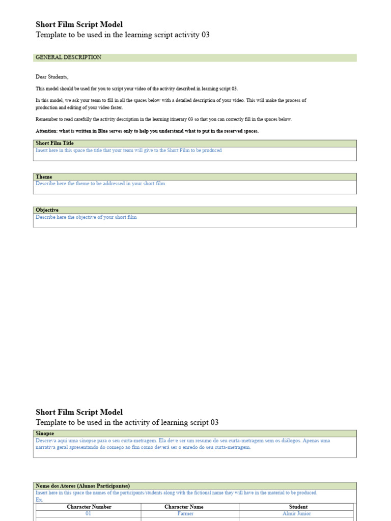 Short Film Script Template | PDF | Computing