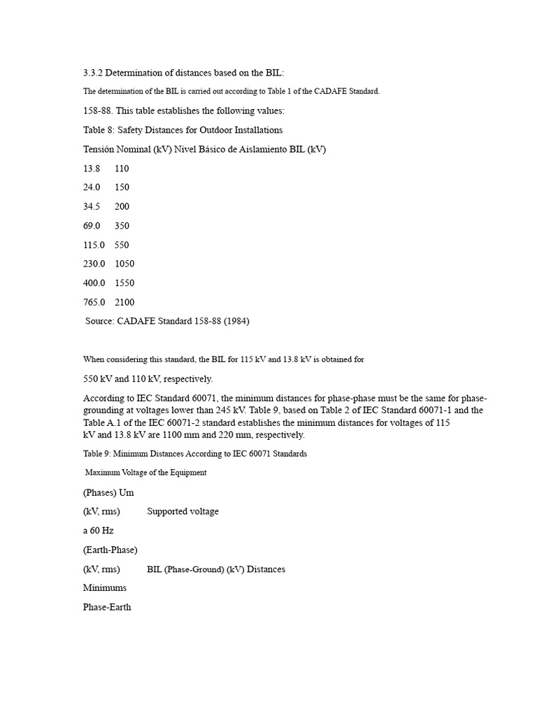 BIL and Safety Distance Standards | PDF | Insulator (Electricity) | Voltage