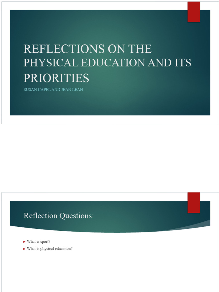 Reflections On Physical Education and Its Priorities (Autosaved) | PDF ...