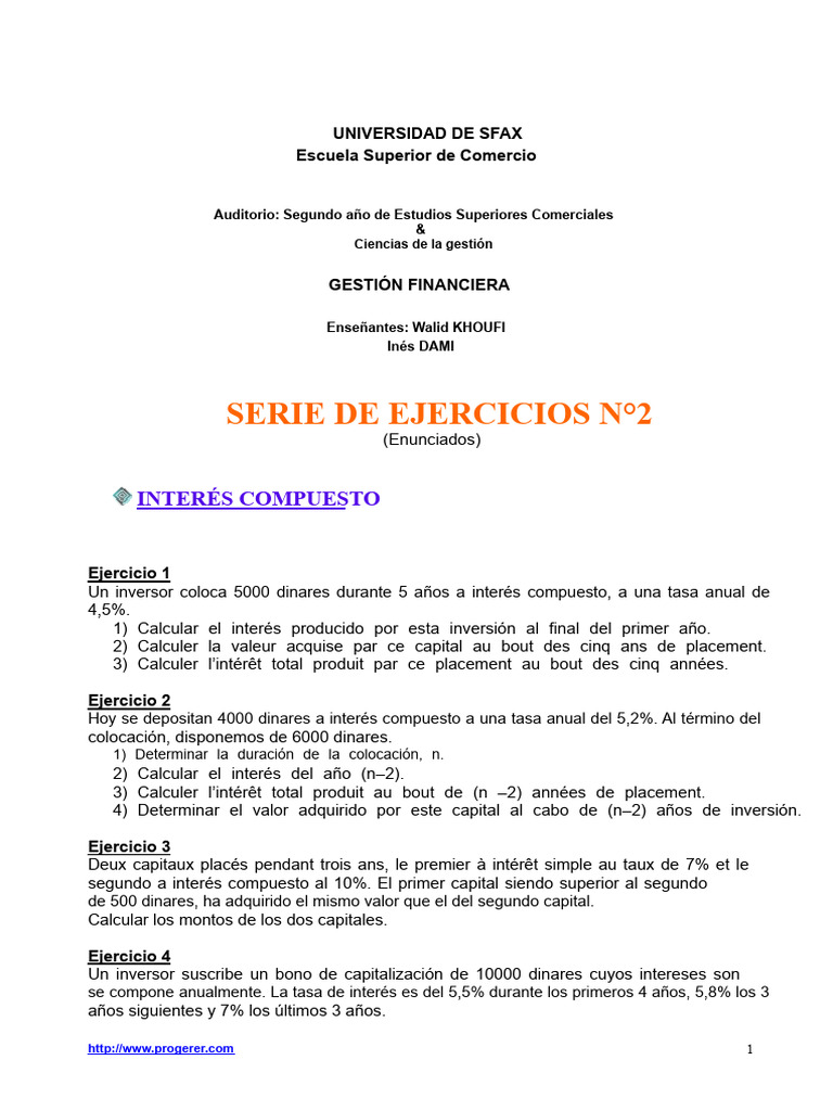 Ejercicios de Interés Compuesto en Finanzas | PDF | Deuda | Comercio